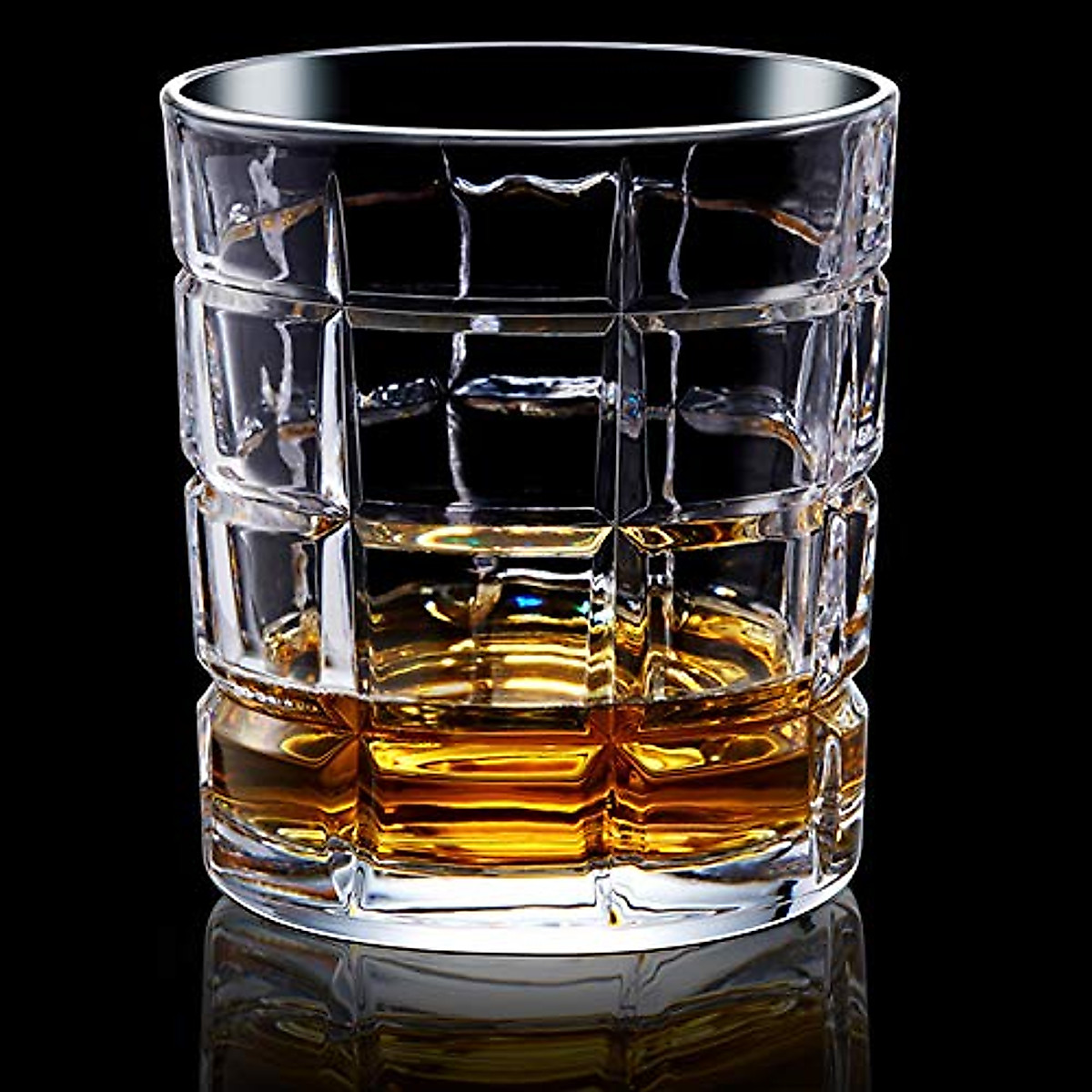 PERSTON -Old Fashioned Whiskey Glass 10 oz -Party Wedding Dedicated - for Mom,Dad,Husband,Wife -Tumbler Drink for Cognac,Bourbon Scotch,Wine,Beer,Cocktail All Beverage(Grid Type 2pc/Set)