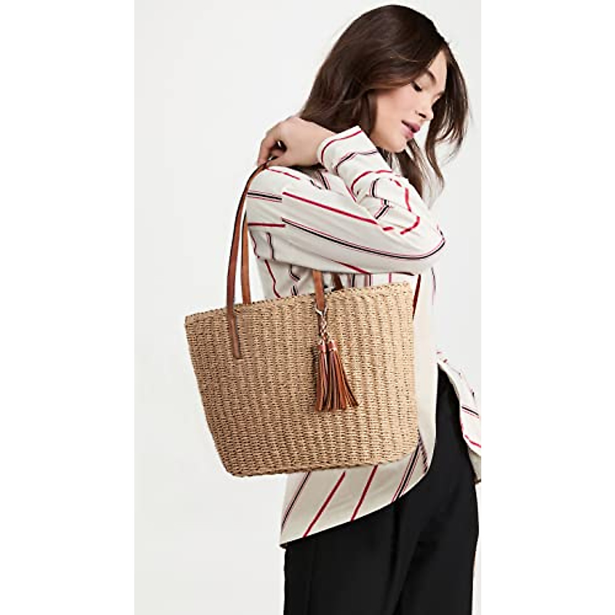 YXILEE Straw Bags For Women | M Size Travel Straw Totes Bag Woven Summer Handmade Shoulder Bag Handbag