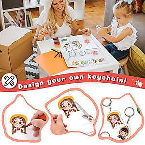 OFNMY 225PCS Shrinky Dinks Kits,Shrinky Dink Sheets,Shrink Plastic Sheets Kit with 25PCS Shrinky Dink Paper,100PCS Keychains and Open Iron Ring for Kids Creative Craft Marking, Handprint Keychains