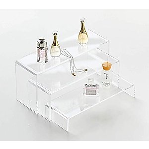 Goabroa Acrylic Display Risers, Clear Rectangle Stands Shelf for Display 6pcs