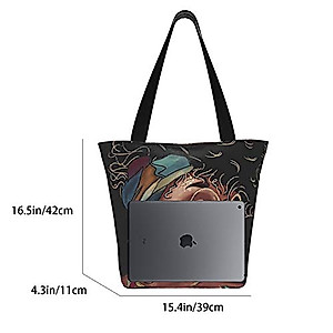 Women's Tote Shoulder Bag Melanin Queen Black African American Natural Afro Shopping Handbag