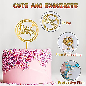 10-Pack Happy Birthday Cake Toppers,Gold Cake Toppers Acrylic Birthday Cake Supplies,4inchx6inch (Gold)