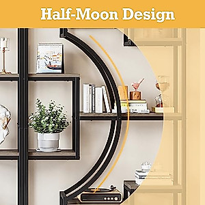 Etagere Bookcase, 70 Inch Tall Book Shelf with 9 Open Shelves, 40 inch Wide Industrial Wood Bookshelves with Metal Frame for Home Office Living Room and Bedroom, Gray Wash