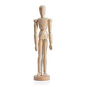 HSOMiD 12'' Artists Wooden Manikin Jointed Mannequin Perfect for Home Decoration/Drawing The Human Figure (A)