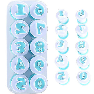 0-9 Numbers Cake Mold, Fondant Cookies Plunger Cutter Mold, DIY Chocolate Sugarcraft Stamp Impress, Numbers Cookie Cutters, Cookie Mold, Cookie stamp, Number Fondant Mold DIY Biscuit Cake Molds