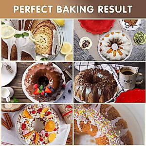 Aokinle European Grade Top-Level Silicone Cake Mold, Non Stick 9 inch Fluted Tube Cake Pan for Bakeware for Cake, Jello, Gelatin, Bread, Monkey Bread, Brownie, Round baking pan, BPA Free Bakeware