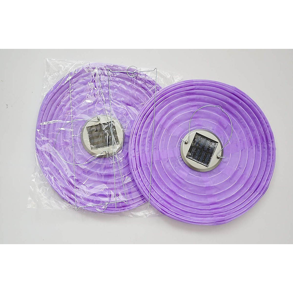 AYELET 2PCS/lot 12inch 12" Multicolor Solar Powered 1W 5050SMD LED Light Bulbs Waterproof Chinese Nylon Fabric Lantern for Wedding Party Home Garden Decoration (Purple)