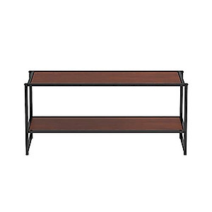 ZINUS Garrison 40 Inch Black Metal Frame Media Stand / TV Stand with Shelf / Easy Assembly, Red mahogany wood grain