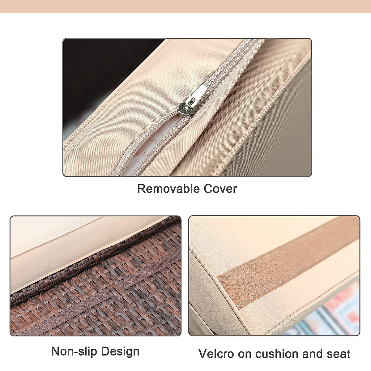 Super Patio Outdoor Patio Furniture Set, 5pc PE Wicker Rattan Sectional Furniture Set with Cushions and Coffee Table, Brown