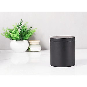 Joitsvia Cotton Swab Holder, Qtip Holder Dispenser with Lid, Resin Bathroom Containers,Vanity Storage Jars Organizer for Cotton Ball, Floss, Bath Salts, Bathroom Accessories, Matte Black