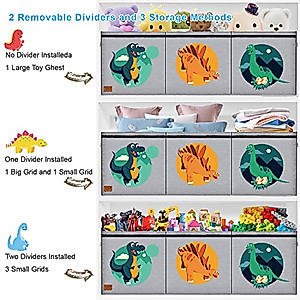 Toy Chest for Boys,Kids Toy Storage Bins,Toy Box for Boys,Collapsible toy organizers with Lid Handles,Removable Divider,Large Storage Containers for Playroom,Bedroom,Nursery,Dinosaur Pattern (grey)