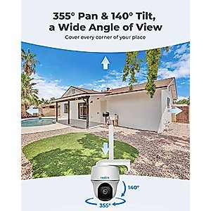 REOLINK 4G LTE Cellular Security Camera Outdoor, Pan Tilt, Wireless Solar Powered, 2K HD Night Vision, 2-Way Talk, Smart Person/Vehicle Detection, No WiFi, Go PT Plus with Solar Panel -US Version