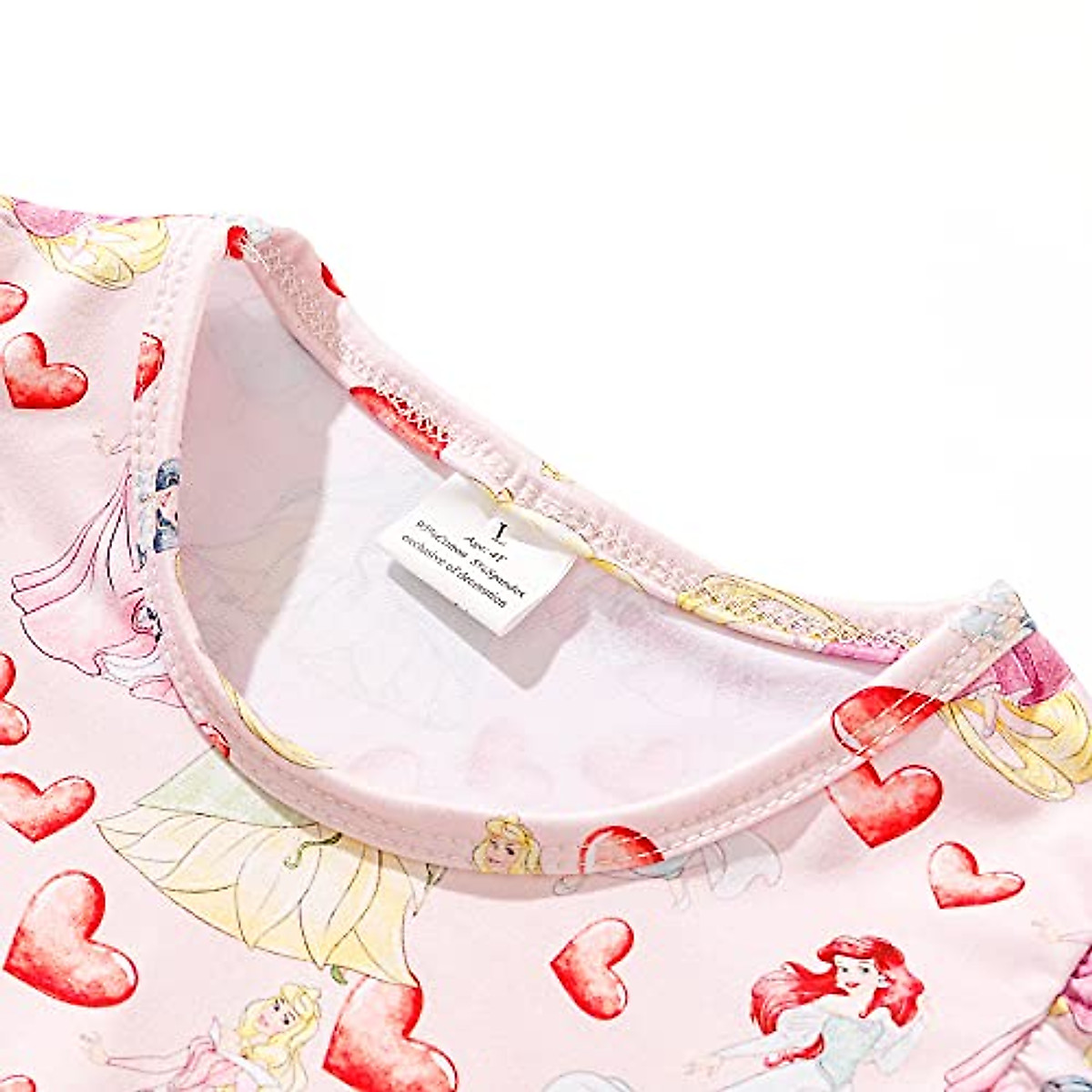 Toddler Girls Valentine's Day Twirl Pink Red Princess Dress Love and Heart Flutter Sleeve Dresses 3-4T