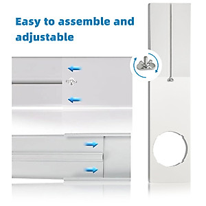 Fioral Sliding Door AC Vent Kit,Sliding Window Air Conditioner Vent Kit,For 5.1'' and 5.9'' Diameter Portable AC Exhaust Hose, Universal PVC Balcony Seal Kit Plates, Adjustable Max Length to 93 Inch