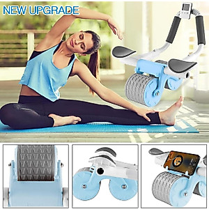 Bersauji 2023 New with Timer Ab Roller for Abdominal Exercise Machine, Elbow Support Automatic Rebound Abdominal Wheel, Abs Workout Equipment, Strengthening Trainer Fitness for Men Women,Orange