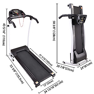 AW Folding Electric Treadmill Portable Running Walking Treadmill with LCD Display Easy Assembly for Home Exercise White
