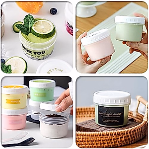 TUZAZO 5 Oz Food Storage Jars with Screw Lids (12-Count) BPA Free Small Plastic Freezer Containers for Sauce, Jam and Puree, Reusable Plastic Ice Cream Containers