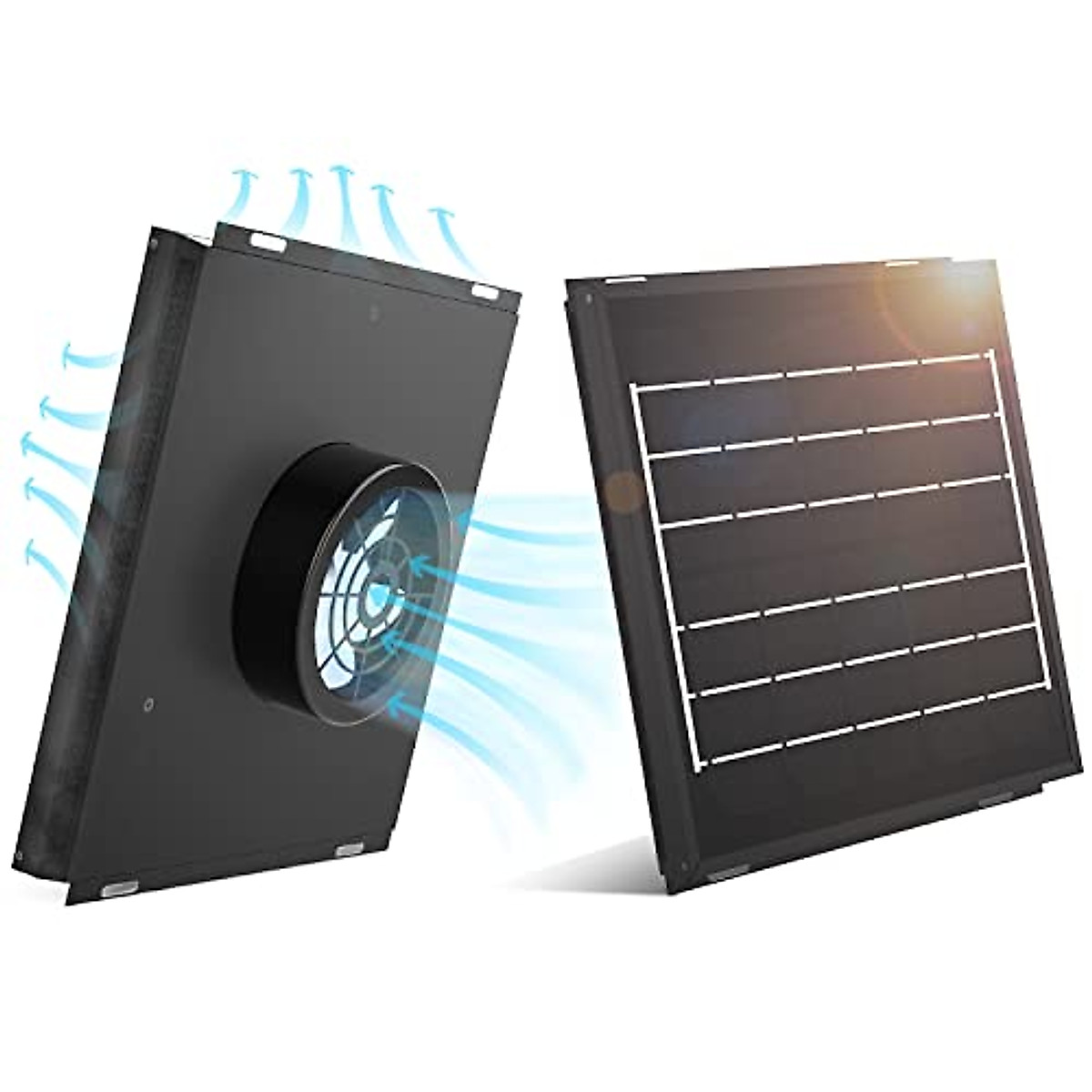 DC HOUSE Solar Vent Fan - Weatherproof Metal Shell Design, 5W Solar Powered Roof Fan without Battery - Up to 238 Sq Ft Coverage - Perfect for Small Sheds, Chicken Coops, Greenhouses, and Cabins