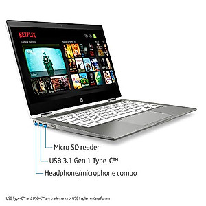 HP X360 14 Chromebook Laptop Computer 14" HD SVA Touch Display Intel Pentium Dual-Core N5000 Processor 4GB DDR4 128GB eMMC WiFi Webcam Chrome OS Google Classroom Compatible w/ 32GB SD Card