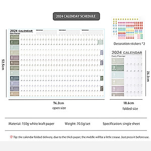 29''x20'' Poster Calendar 2024 Wall Calendar 12 Month Annual Yearly Wall Planner,Year-Round Large Wall Calendar， Large Size 12 Month Planner,2024 Calendar
