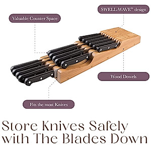 Bellemain 100% Pure Bamboo in Drawer Knife Block, Knife Organizer. Store Knives Safely with The Blades Down. Storage Solution for Your Kitchen, Drawer Knife Organizer
