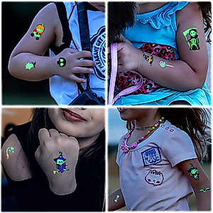 JCFIRE Halloween Temporary Tattoos for Kids, Glow in Dark Tattoos Stickers with Pumpkin Skull Ghost Monster for Halloween Party Favors Decoration
