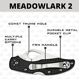 Spyderco Byrd Meadowlark 2 Lightweight Knife with 2.90" Stainless Steel Blade and Black Non-Slip FRN Handle - CombinationEdge - BY04PSBK2