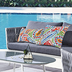XXPILOS Outdoor Lumbar Pillows - Decorative Pillows with Insert Included Set of 2 Outdoor Pillows for Patio Furniture 12x20 Inch