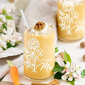 AYERMOYO Bride to Be Gifts-Bridal Shower Gifts-Engagement Gift-Engagement Gifts for Women-Engaged Gifts for Her- Bride Gifts-16 OZ Future Mrs Can Glass