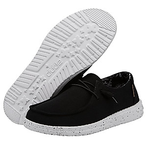Hey Dude Women's Wendy Canvas Black Odyssey Size 8 | Women’s Shoes | Women’s Lace Up Loafers | Comfortable & Light-Weight