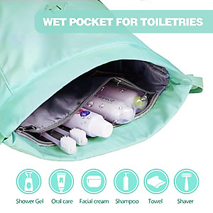 BAVELOE Drawstring Backpack with Wet Pocket Gym Backpack Water-Resistant Cinch String Bag Beach Swim for Women Men（Mint Green）