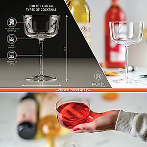 Greenline Goods Coupe Wine Glasses - 6.8 oz Modern Kitchen Glassware Set - Stemmed Tall Coupe Drinkware For Weddings Or Modern Bar