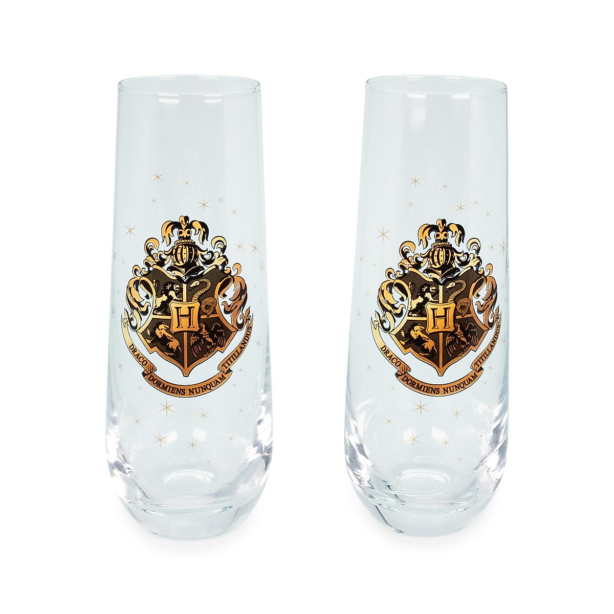 Harry Potter Hogwarts 9-Ounce Stemless Fluted Glassware, Set of 2 | Toasting Champagne Glass Cups For Wine, Mimosas, Cocktails | Home Barware Decor, Kitchen Essentials, Housewarming Gifts