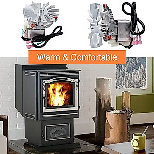 Criditpid Replacement 3-21-08639 Combustion Blower Motor for Harman P68, P43, P61, P61A, Accentra 52i, Advance, P38 Pellet Stoves, With 3-20-502221 Double Paddle Fan Blade.