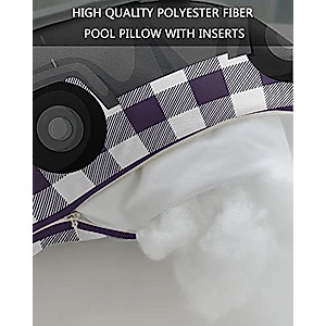 Recliner Head Pillow Ledge Loungers Chair Pillows with Insert Funny Pumpkin Black Truck Purple Plaid Lumbar Pillow with Adjustable Strap Outdoor Waterproof Patio Pillows for Beach Pool Chair, 2 PCS