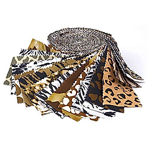 Soimoi 40Pcs Animals Print Cotton Precut Fabrics for Quilting Craft Strips 2.5x42inches Jelly Roll - Purple