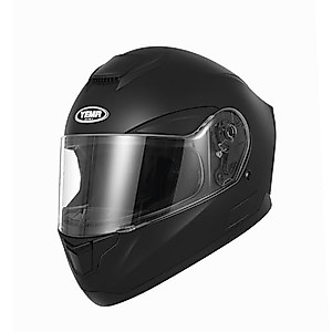 YEMA Helmet Motorcycle Full Face Helmet DOT Approved - YM-831 Motorbike Street Bike Racing Crash Helmet with Sun Visor for Adult, Men and Women - Matte Black,Medium
