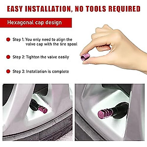Ziciner 8 PCS Car Tire Valve Caps, Aluminum Alloy Wheel Valve Stem Covers with Rubber Ring, Corrosion Resistant Leak-Proof Tire Valve Cap Set, Universal for SUV, Truck, Motorcycle, Bike (Pink)