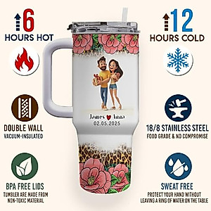 Personalized 40oz Tumbler with Handle – wedding venue decoration-Custom Couple Gift for Anniversary Wedding Gift, Birthday, Mother's Day, Valentine’s Day dchhIq