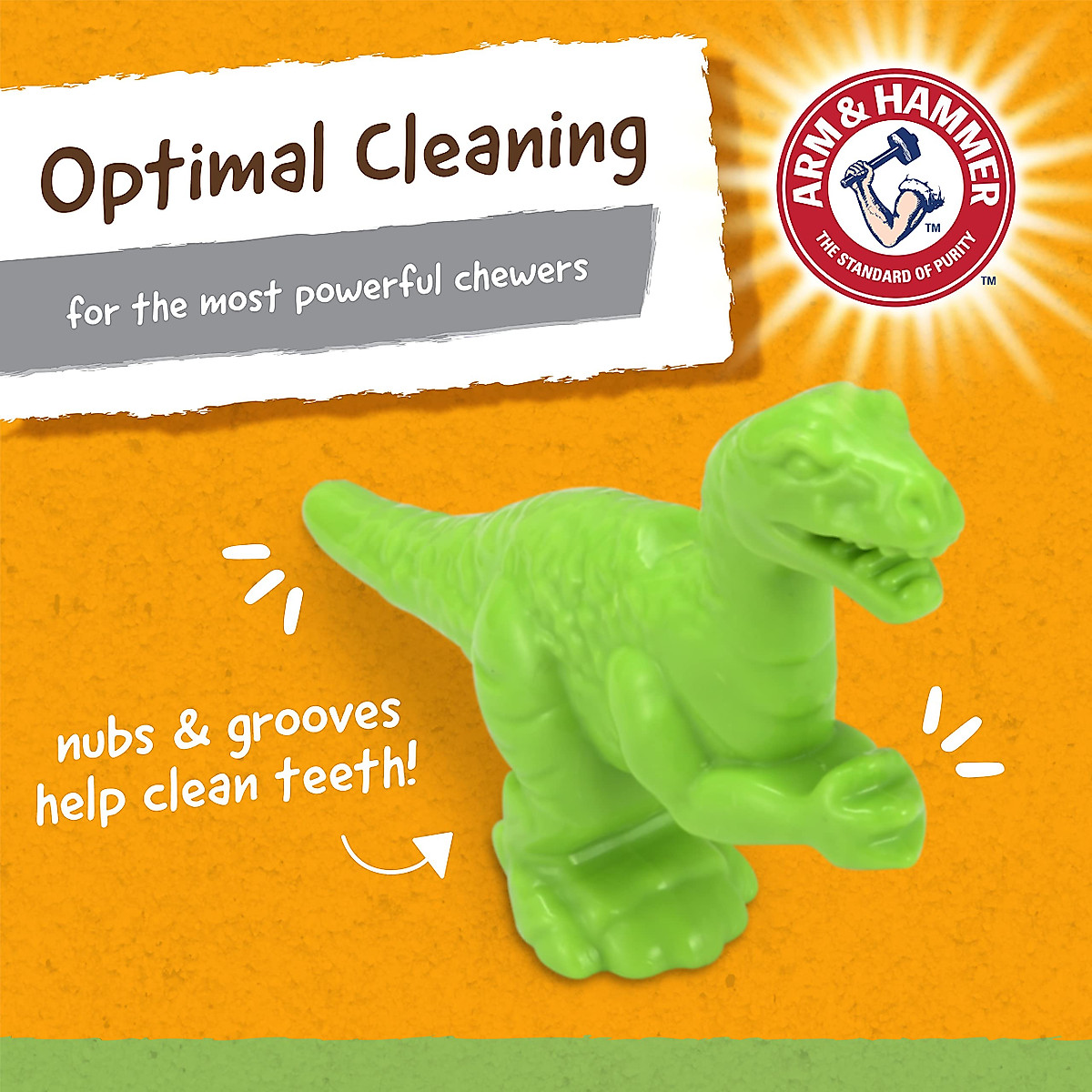 Arm & Hammer for Pets Nubbies Dental Toys T-Rex Dental Chew Toy for Dogs | Best Dog Chew Toy for Moderate Chewers | Reduces Plaque & Tartar Buildup Without Brushing, Mint Flavor, 24 Pack