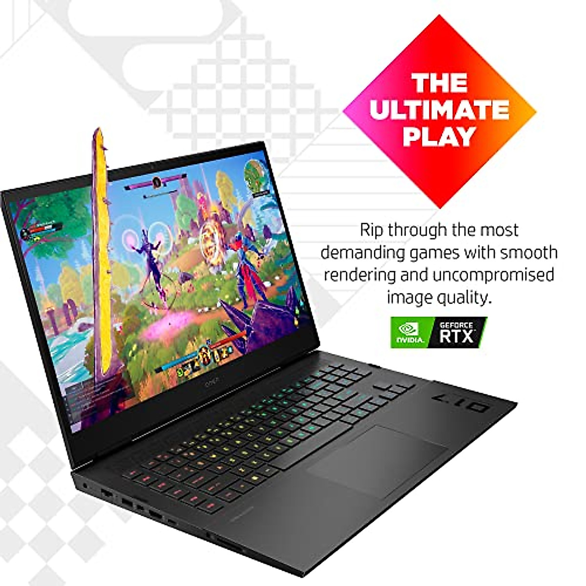 HP OMEN 17 inch Laptop, QHD 165Hz Display, 3ms Response Time, Intel Core i7-13700HX, 16 GB RAM, 512 GB SSD, NVIDIA GeForce RTX 4070 GPU (8 GB), Windows 11 Home, 17-cm2020nr (2023), Black