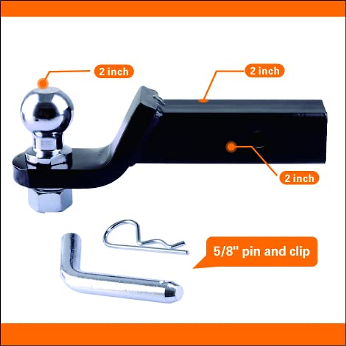 Trailer Hitch Ball Mount Towing Kit with Stabilizer and Silencer Pad Ball Pin Clip fits 2 inch Drop Receiver 6500lbs Class III