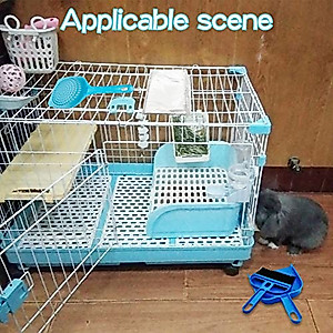 kathson Large Rabbit Litter Box, Pets Toilet Potty Trainer Tray Corner Small Animals Litter Bedding Box Bigger Pet Pan with Grass Mats for Adult Guinea Pig/Chinchilla/Ferret/Rabbit (Blue)