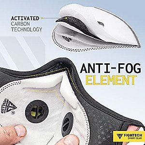 FIGHTECH Dust Face Mask with Extra Active Carbon Filters and Air Valves - for Woodworking, Moving, Construction - Medium (Pack of 2)