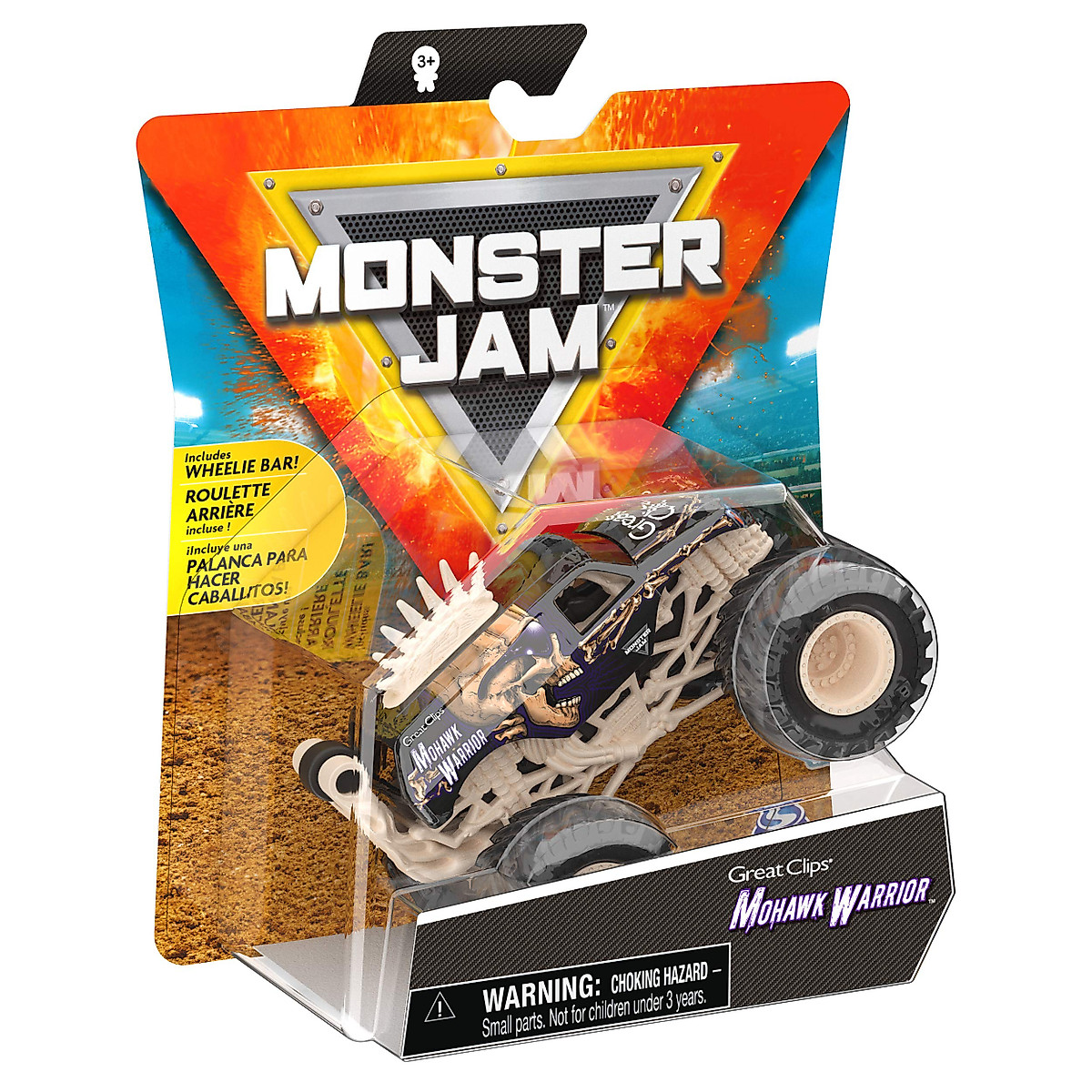 Monster Jam, Official Mohawk Warrior Monster Truck, Die-Cast Vehicle, Bone Yard Trucks Series, 1:64 Scale