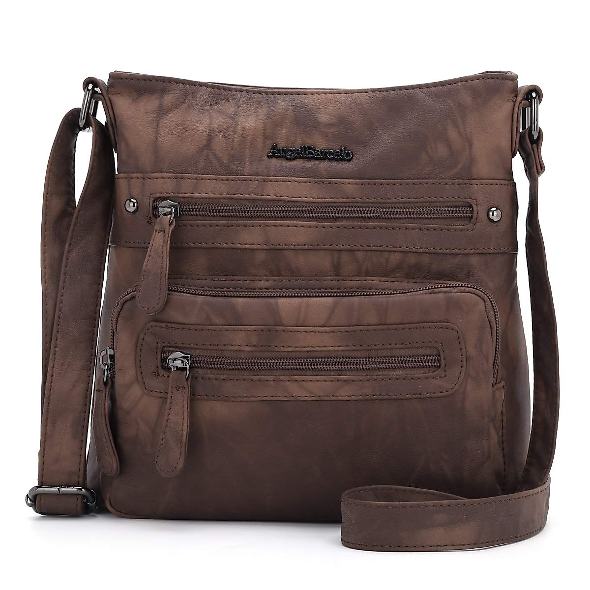 Angel Barcelo Crossover Purse and Handbags Crossbody Bags for Women,Ultra Soft Leather Neatpack Bag Shoulder Purses Brown