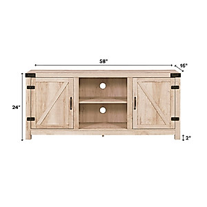 Walker Edison Georgetown Modern Farmhouse Double Barn Door TV Stand for TVs up to 65 Inches, 58 Inch, White Oak