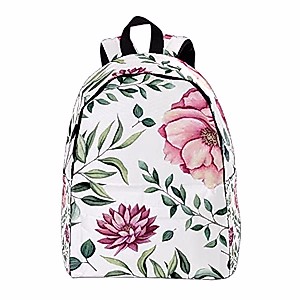 VBFOFBV Laptop Backpack, Elegant Travelling Backpack Casual Daypacks Shoulder Bag for Men Women, Pastorable Flower Pink Floral Vintage Spring