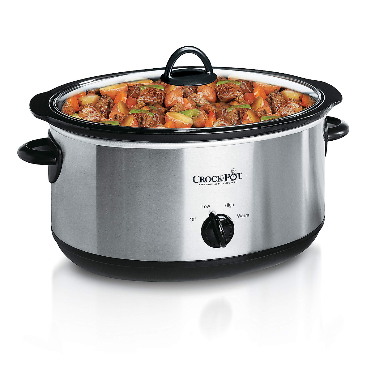 Crock-Pot 7 Quart Oval Manual Slow Cooker, Stainless Steel (SCV700-S-BR) & Electric Lunch Box, Portable Food Warmer for On-the-Go, 20-Ounce, Black/Blue