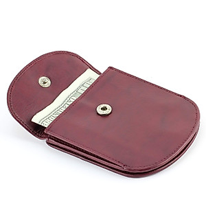 Bacci Leather Impressions Taxi Wallet - Soft Leather, Compact & Snap Pocket on Front, Folding Wallet, Small ID Cards & Coins Holder, Pouch for Men & Women, Coin Case ( Leather, Red)
